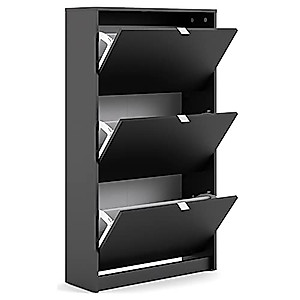 Tvilum, Black Matte Bright 3 Drawer Shoe Cabinet