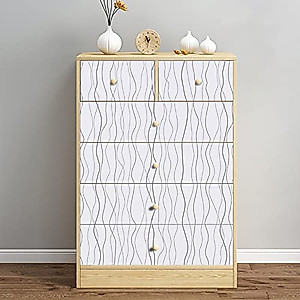 236.2"x17.7" White Peel and Stick Wallpaper Silver Modern Embossed Stripe Contact Paper Self Adhesive Removable Wave Wallpaper Perfectly Covers The Surface Not See Through Wall Covering Film1 …