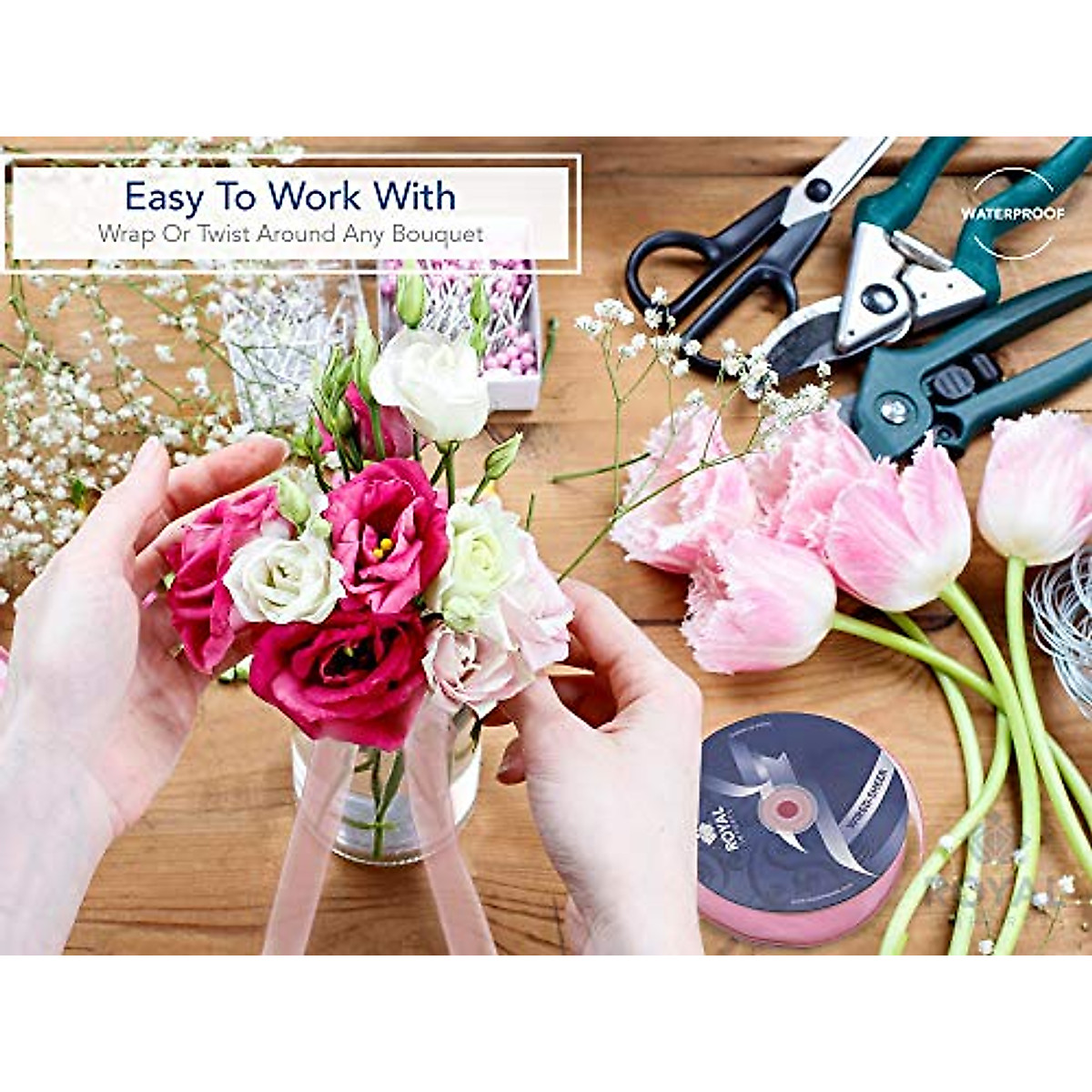 Royal Imports Organza Wired Sheer Ribbon 1.5" (#9) for Floral & Craft Decoration, 50 Yard Roll (150 FT Spool), Red