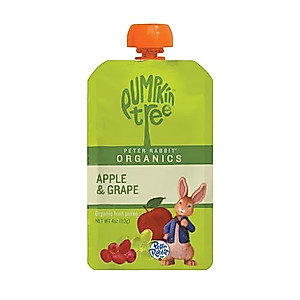 Pumpkin Tree Peter Rabbit Organics, Organic Apple and Grape 100% Pure Fruit Snack, 4 Ounce (Pack of 10)