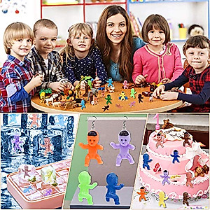 selizo Worm On A String and Tiny Babies, 100Pcs Mini Plastic Babies with 20Pcs Fuzzy Worms On String Bulk for Small Baby Shower Ice Cube Games Party Favors Supplies