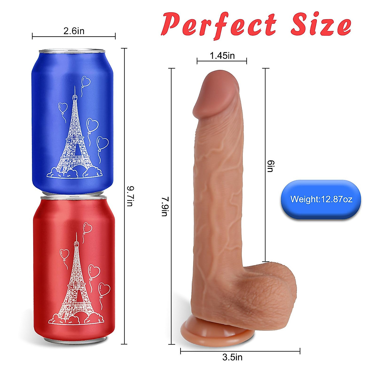 7.9" Silicone Realistic Dildos Sex Toy with Strong Suction Cup for Hands-Free, Flexible Lifelike Sex Toys, Anal Adult Harness Strap On Sex Toys for Women