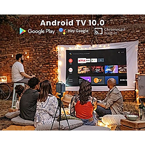 Mini Smart Projector Native 1080P, ETOE D2 Pro Portable Projector Android TV 10.0 with Prime Video, Netflix, Disney+, Video Projector 5G WiFi Bluetooth, Compatible with iOS/Android/Windows/USB