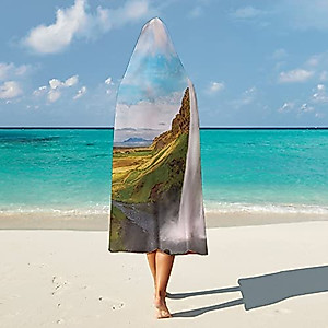Hooded Blanket Poncho, Waterfall Women Men Hooded Blanket, Iceland Summer Wilderness, Soft Warm Cozy, 40 x 50inches, Studying Reading Snuggling Napping Office, Multicolor