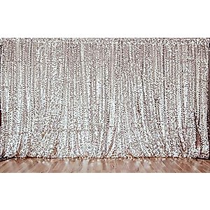 10FtX10Ft (120in X 120in) Payette Sequin Backdrop Curtain Panels for Photo Booth, Photography & Wedding Backdrop, Sparkle backdrop, Grad Party, Birthday Decorations (Silver)