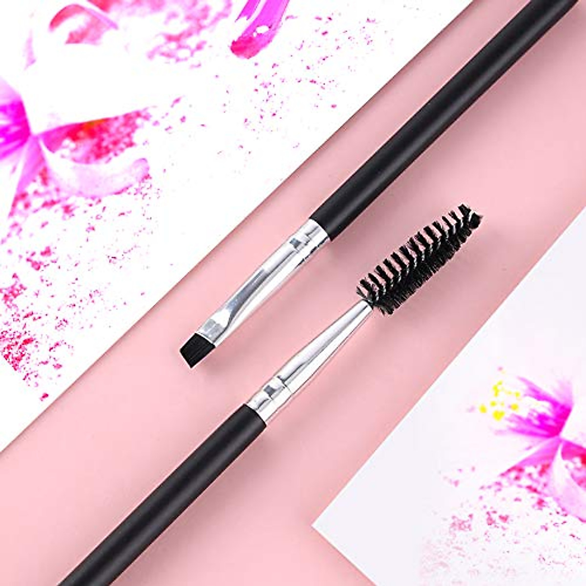 Osinee Duo Eyebrow Brush with Spoolie & Slant Tip Tweezers & Curved Blades Scissors,for Eyebrow Eyelash Extensions,Eyebrow Grooming Set