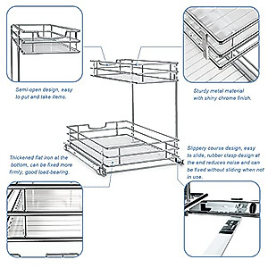 Under Sink Organizer and Storage, Auledio Under the Sink Organizer Pull Out Cabinet Organizer, 2 Tier Under Cabinet Storage Chrome Cabinet Pull Out Shelves for Kitchen, Bathroom