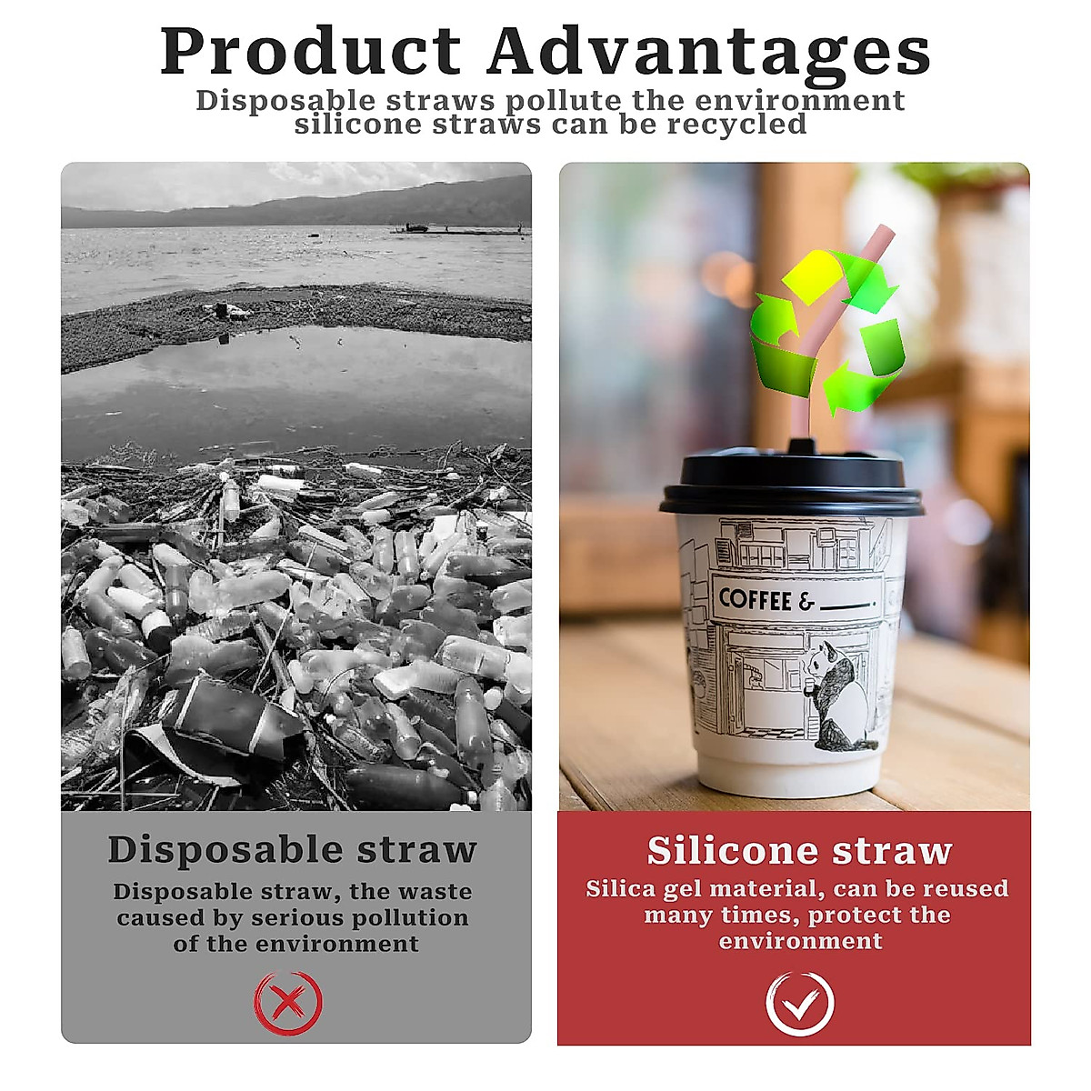 12 Pcs Reusable Silicone Straws, 10 inch Extra Long Silicone Drinking Straws for 30 oz and 20 oz Tumblers, Multicolor Straw with 2 Cleaning Brushes and 1 Bag (6 Straight + 6 Bent)