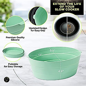 Swiriya 3 Pcs BUNDLE: Silicone Crock pot Liners + Slow Cooker Divider | Reusable Slow Cooker Liners | Leakproof & Easy Clean inserts for 7-8 Quart pots