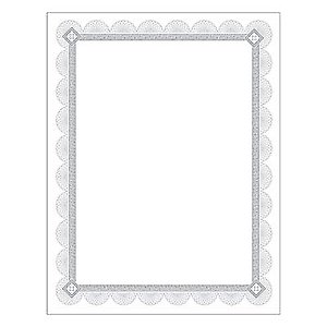 SOUTHWORTH CO., Premium Certificates, White, Spiro Silver Foil Border, 66 lb, 8,5 x 11, 15/Pack