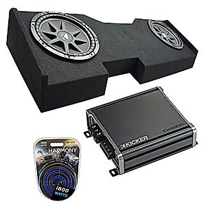 Kicker Bundle Compatible with 2014 - UP Chevy Silverado Crew Cab 43C124 Dual 12" Loaded Sub Box Enclosure with 46CXA8001 Amplifier