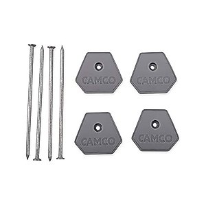 Camco 45633 RV Awning Mat Anchors - Safely Secure Your Awning Mat in Place - Set of 4 with 7-Inch Hold-Down Nails, Gray