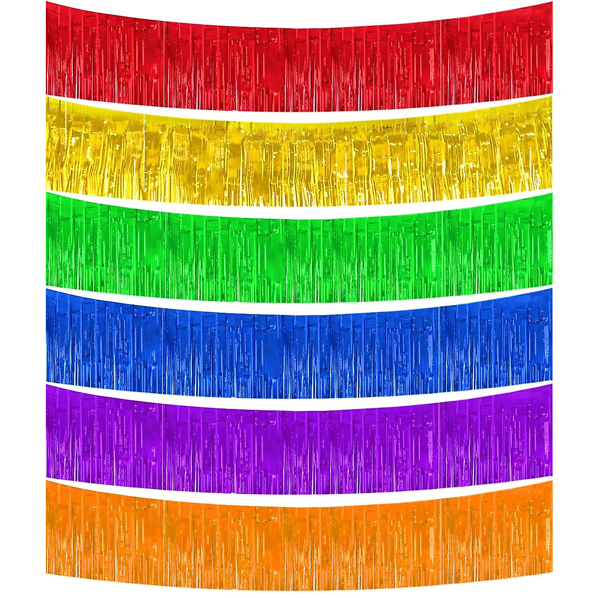 BEISHIDA 6 Packs Colourful Metallic Foil Fringe Colourful Wall Hanging Tinsel Fringe Banners for Car Floats Bridal Shower Wedding Birthday Easter Graduation Holiday Party Decoration(60 Feet)