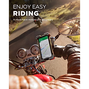 JOYROOM Motorcycle Phone Mount, [Fastest Visualize Lock][150mph Wind Anti-Shake] Bike Phone Holder with Easy Install Handlebar Clamp, fits for Bicycle Scooter ATV/UTV, Fit for iPhone & All Phones