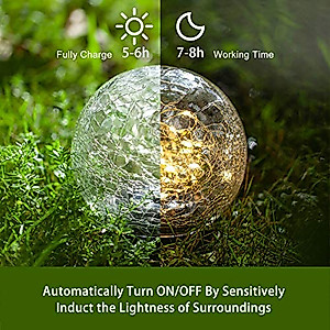 Darkdec Globe Solar Lights Outdoor Decorative - 2 Pack Cracked Glass Ball Lights 4.73" In-Ground Lights with 30 LEDs Waterproof for Garden Pathway Party Decoration