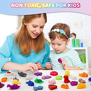 30pcs Party Favors for Kids 4-8-12, Kawaii Mochi Squishy Toys Bulk Fidget Sensory Toys Birthday Gifts for Boys Girls, Goodie Bag Christmas Stocking Stuffers Treasure Box Classroom Prizes