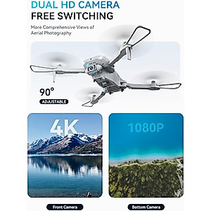Drone with Camera for Adults - ROVPRO Dual Camera S60 RC Quadcopter with APP Control - Obstacle Avoidance, Waypoint Fly, Altitude Hold, Roll Mode, Headless Mode, 2 Batteries