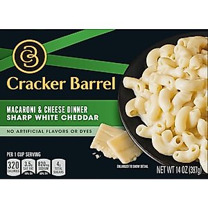 Cracker Barrel Sharp White Cheddar Macaroni & Cheese Dinner, 14 oz Box