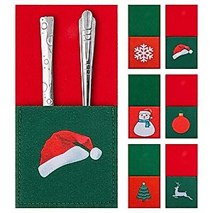 ziidoo 6Pcs Christmas Table Decorations,Christmas Silverware Holders,Cutlery Bags for Knife, Fork and Spoon in Xmas Party Dinner Table Dinnerware Decorations