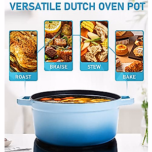 MICHELANGELO 4 Qt Dutch Oven Cast Iron, Enameled Cast Iron Dutch Oven with Lid, Enamel Dutch Oven Pot, 4 Quart Dutch Oven for Bread Baking, Enameled Dutch Oven Set with Silicone Mats, Blue