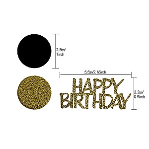 Glitter Gold Happy Birthday Party Confetti for Table Black and Gold Round Paper Confetti Circle Dots Confetti for Birthday Wedding Anniversary Party Decorations,220CT