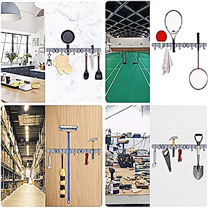 Saxhorn Broom Holder Wall Mount, Mop Holder Organizer Wall Mounted Broom Hanger for Home, Kitchen, Garden, Garage, Laundry Room Organization and Storage(2Pack, 4 Racks 5 Hooks)