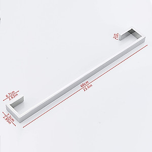 JunSun Polished Chrome Bath Towel Bar 24 Inch - Modern Bathroom Rack Holder - Wall Mounted Single Rod Hardware - Home Decor Rail Shelf Hanger