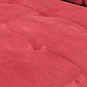 HOMVET Red Flannel and PVC Sectional Sofa Furniture Set, L-Shape Couch with Right Chaise, Storage Ottoman, and 2 Toss Pillows,for Living Room/Apartment/Office