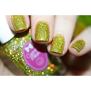 Princess Lolly - yellow glitter holographic nail polish by Cupcake Polish