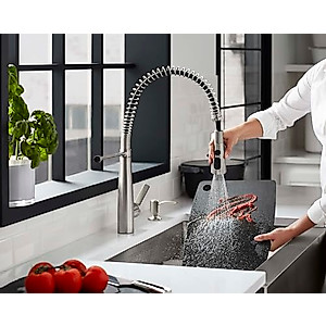 KOHLER K-REC22745-SD-2MB Semi-Professional Kitchen Faucet with Soap Dispenser, Vibrant Brushed Moderne Brass