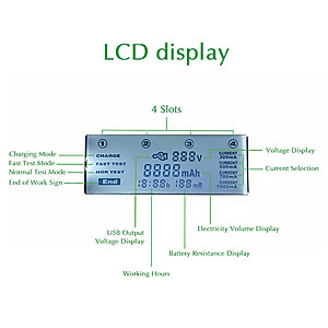 Lii-500 4 Slots Smart Intelligent Battery Charger for 3.7V Li-ion/ 1.2V Ni-MH Cylindrical Rechargeable Battery LCD Display