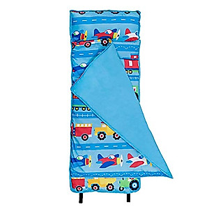 Wildkin Microfiber Nap Mat with Reusable Pillow for Boys and Girls, Perfect for Daycare and Preschool Toddler Sleeping Mat, Soft Cotton Blend Materials Nap Mat for Kids (Trains, Planes, and Trucks)