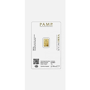1 Gram Gold Bar PAMP Suisse Lady Fortuna Veriscan .9999 Fine (in Assay) Specifications: Condition:New in Assay Fineness:.9999 .