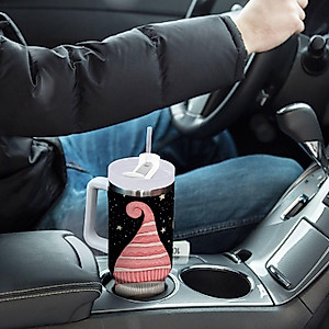 Jihqo Night Sleeping Gnomes 40 oz Stainless Steel Vacuum Insulated Tumbler with Handle and Straw Lid, Leakproof Water Bottle Double Wall Travel Mug Coffee Cup, Cupholder Friendly