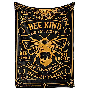 InnoBeta Bee Blanket, Bee Gifts for Women Men, Blanket with Bees and Sunflowers, Flannel Throw Blanket, Bee Themed Gifts for Bee Lovers, Bee Gift Idea for Birthday, Christmas, 50"x 65"