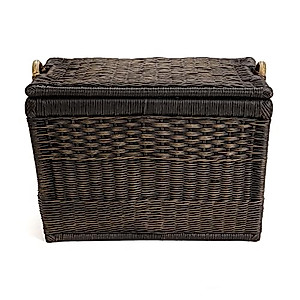 The Basket Lady Lift-Off Lid Wicker Storage Basket, Medium, 20 in L x 15 in W x 14 in H, Antique Walnut Brown