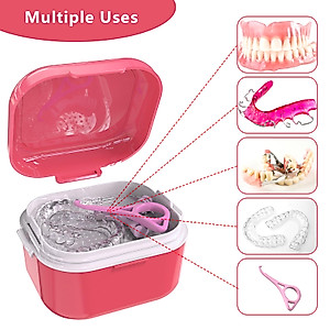 ZIZNBA Denture Bath Retainer Case,Portable Soaking Denture Box, Denture Bath Case with Strainer, for Dentures and Braces (1 PACK)