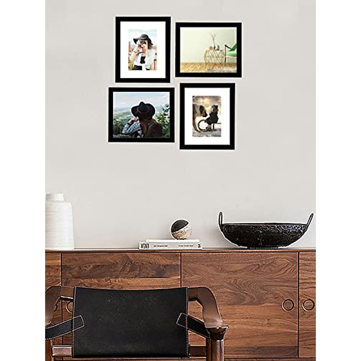Picrit 8x10 Picture Frame Set of 12, Display 5x7 with Mat or 8x10 Without Mat, Photo Frames for Wall Mounting or Table Top Display, Black.