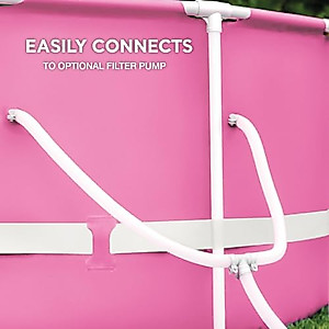 Intex 28290EH 8 Feet by 30 Inches Easy to Assemble Large Round Metal Frame Above Ground Swimming Pool with Dual Suction Outlet Fittings, Pink