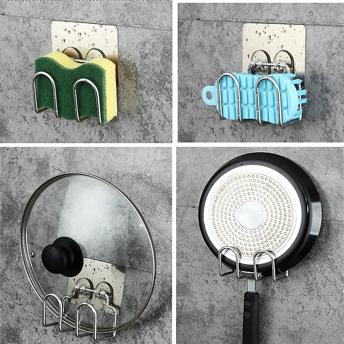 chenyesun 2 PCS of Wall Mount Pot Lid Holder ,Stainless Steel Stainless Steel Pot Pan Lid Cover Cutting Board Holder, Pan Lid Organizer Pot Hangers for Kitchen ,Bathroom, Cabinets