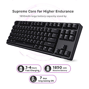 RK ROYAL KLUDGE RK87 Sink87G RGB Wireless TKL Mechanical Gaming Keyboard, 87 Keys No Numpad Tenkeyless Compact 2.4G Wireless Keyboard with Tactile Brown Switches, Exceptional Macro Settings