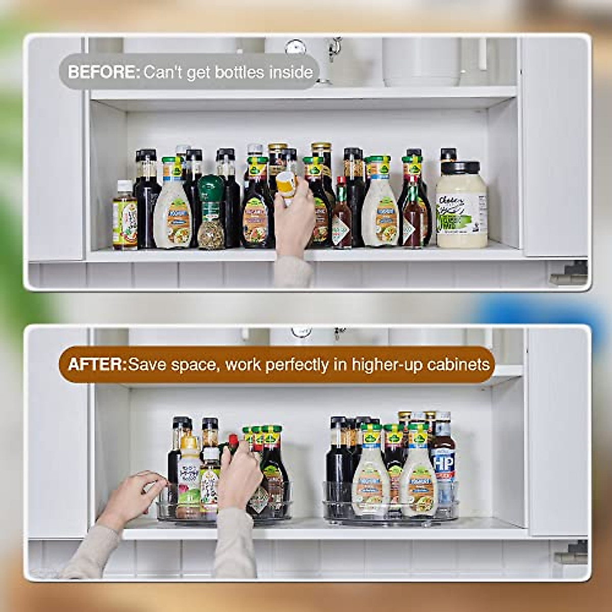 Boconia 2 Pack 10.6" Lazy Susan Organizer with 3 Removable Bins Pantry Organization and Storage Lazy Susan Turntable for Cabinet Medicine Cabinet Organizer Spice Spinner Kitchen, Countertop, Bathroom