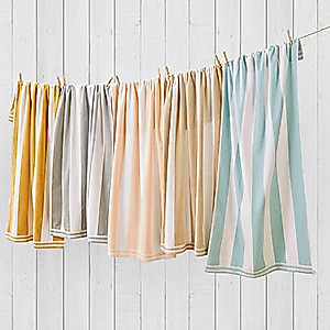 Great Bay Home Large Beach Towel Set of 4 - Soft Cabana Striped Beach Towels for Adults and Velour Pool Towels 100% Cotton - Lightweight Quick Dry Beach Towel Pack - Beach Towel for Travel