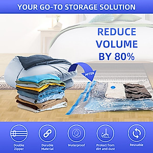 10 Pack Vacuum Storage Bags, Space Saver Bags with Hand Pump, Vacuum Seal Bags for Clothing, organization and storage Comforters, Pillows, Towel, Blanket Storage, Bedding,moving supplies.