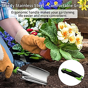 Gardening Hand Tool Set 3 Pack - MDSXO Heavy Duty Gardening Kit with Non-Slip Soft Ergonomic Handle, Great Garden Gift for Women Men[Stainless Steel]