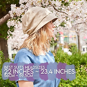 CHARM Women Cotton Sun Hat - Organic Summer Bucket Reversible Chemo Cap Foldable Elastic Brown & Khaki