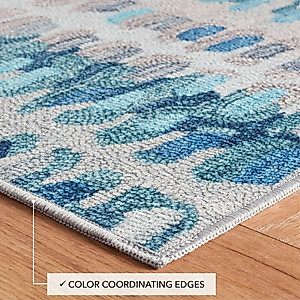 Dash and Albert Paint Chip Machine Washable Area Rug - 5' x 8' Blue - Geometric Accent Rug - Anti-Slip Backing, Lightweight, Machine Washable, High Traffic Areas Kitchen, Mudroom, Laundry Room