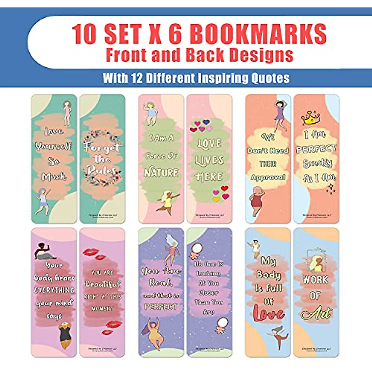 Creanoso Body Positivity for Women Bookmarks Series 2 (60-Pack) - Premium Quality Bulk Buy Value Savers Home Supplies