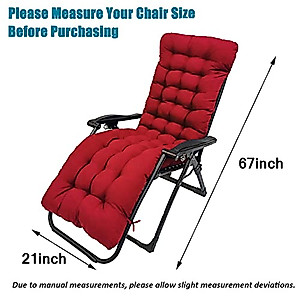 Sun Lounger Chair Cushions,67-inch Lounge Chaise Cushion Sun Lounger Mattress with Non-Slip Back Elastic Sleeve for Garden Outdoor/Indoor/Sofa/Tatami/Car Seat/Bench (Red)