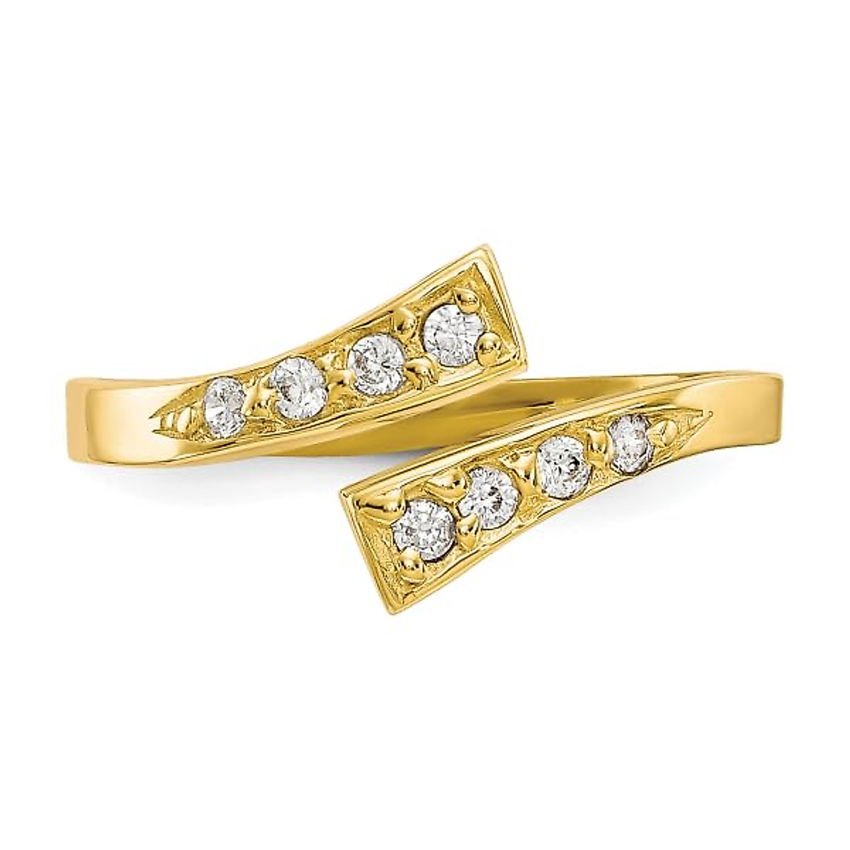 IceCarats 10K Yellow Gold Cubic Zirconia CZ Adjustable Toe Ring Open Midi Band Summer Beach Jewelry